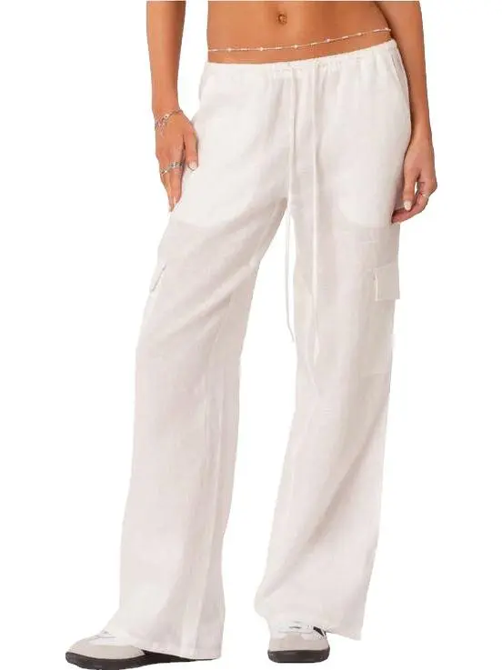 EDIKTED Lyric Cotton Cover-up Cargo Pants - White