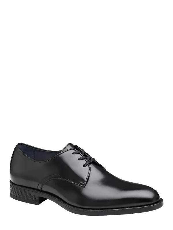 Johnston & Murphy Flynch Plain Toe Derby - Black Italian Calfskin
