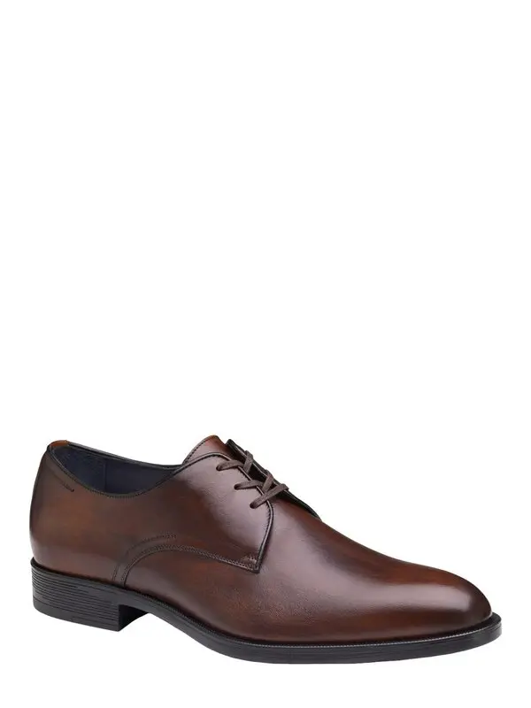 Johnston & Murphy Flynch Plain Toe Derby - Mahogany Italian Calfskin