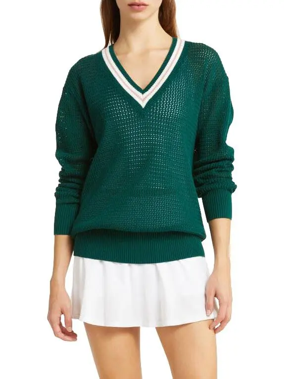 Varley Open Stitch Cotton Tennis Sweater - Forest