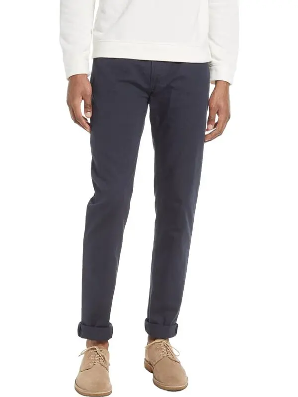 Billy Reid Cotton & Linen Blend Straight Leg Pants - Carbon Blue