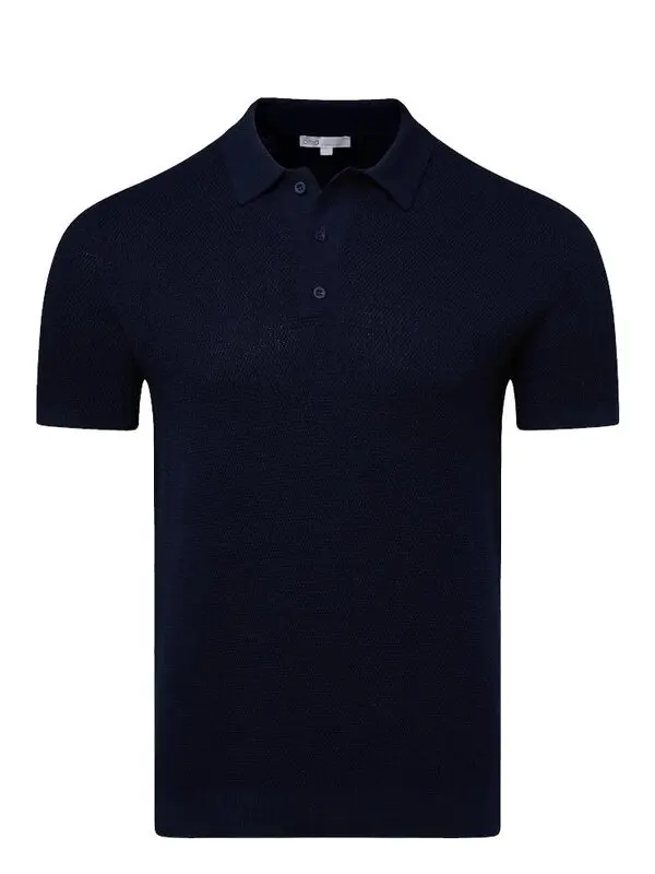 Onia Textured Knit Polo Shirt - Deep Navy