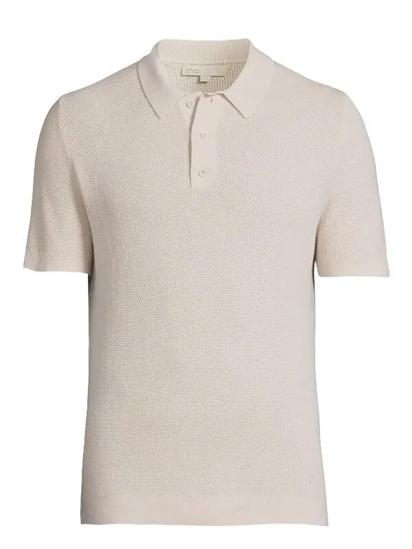 Onia Textured Knit Polo Shirt - Stone