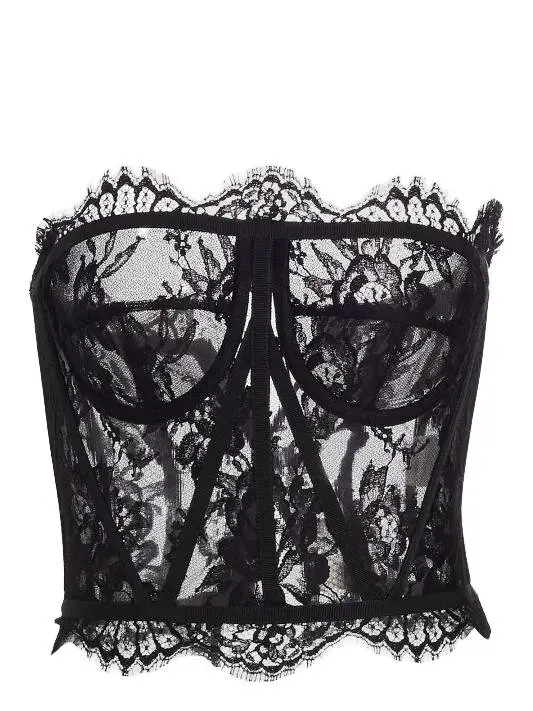 Dolce & Gabbana Strapless Lace Corset Top - Black