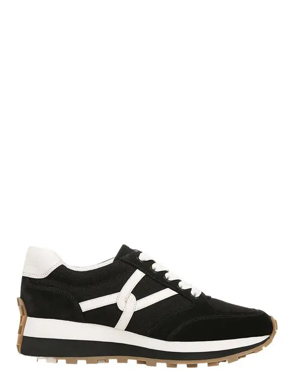 Veronica Beard Valentina Mixed Leather Retro Sneakers - Black