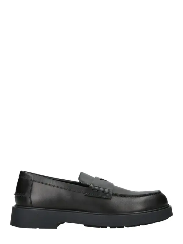 Giorgio Armani Leather Loafers With Logo - Black