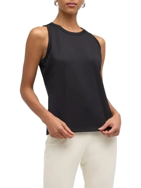 Lafayette 148 New York Swiss Cotton Rib Racerback Tank - Black
