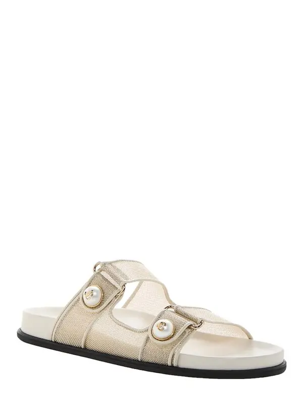 JIMMY CHOO Fayence Slide Sandals - Champagne/latte