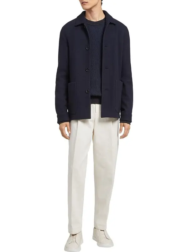 Zegna Wool And Cashmere Chore Jacket - Navy