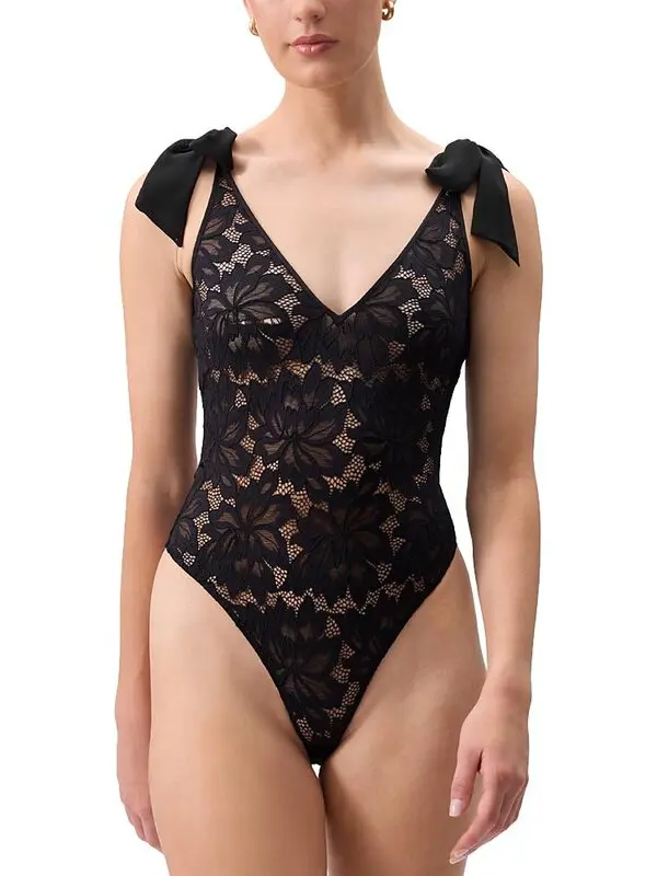 Rya Collection Amour Stretch Lace Teddy - Black