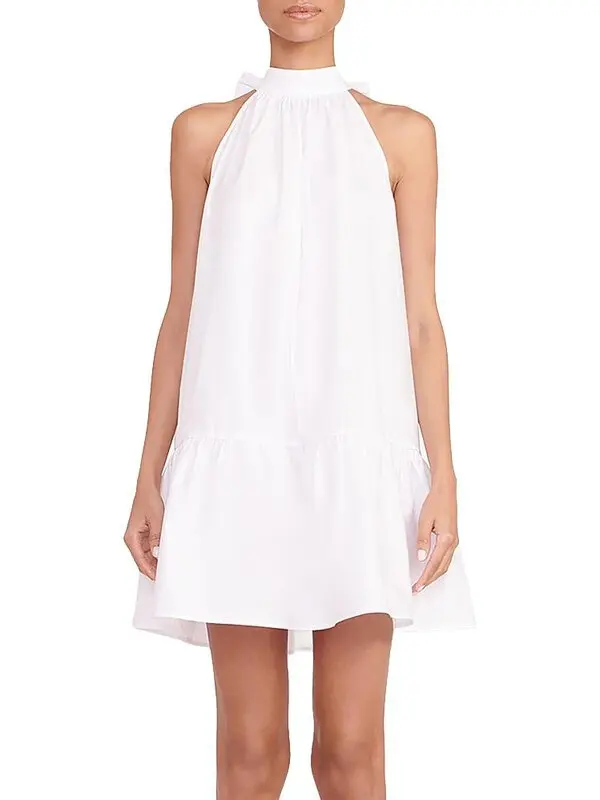 Staud Marlowe Halter Dress With Bow Detail - White