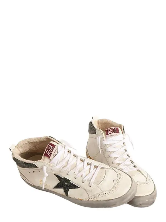 Golden Goose Mid Star Wingtip Sneakers - White/ivory