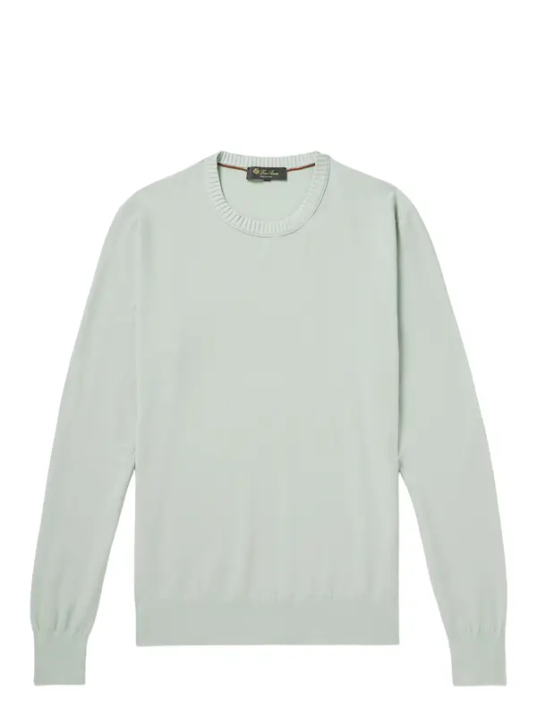 Loro Piana Cotton And Silk-blend Piqué Sweater - Blue