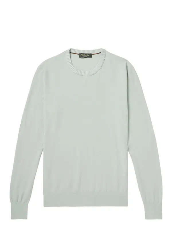 Loro Piana Cotton And Silk-blend Piqué Sweater - Blue
