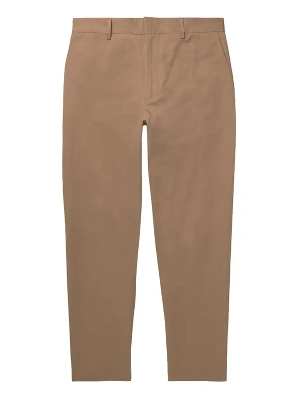Paul Smith Straight-leg Cotton And Linen-blend Trousers - Brown
