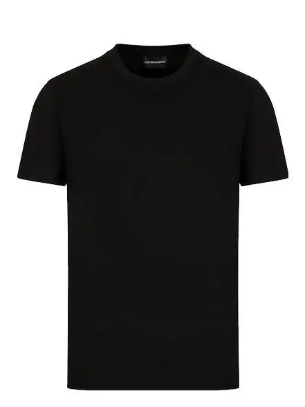 Emporio Armani Jersey T-shirt With Jacquard Logo - Black