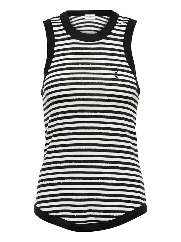Saint Laurent Cassandre Striped Jersey Top - Multicoloured