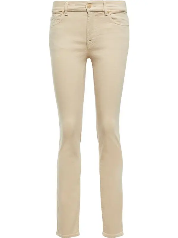 7 For All Mankind Roxanne Mid-rise Slim Jeans - Beige