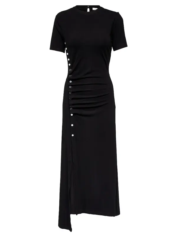Rabanne Pleated Jersey Maxi Dress - Black