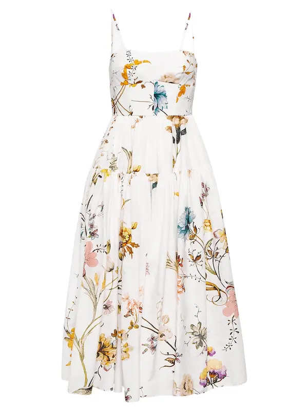 Erdem Abelia Floral Print Midi Dress - Multicoloured