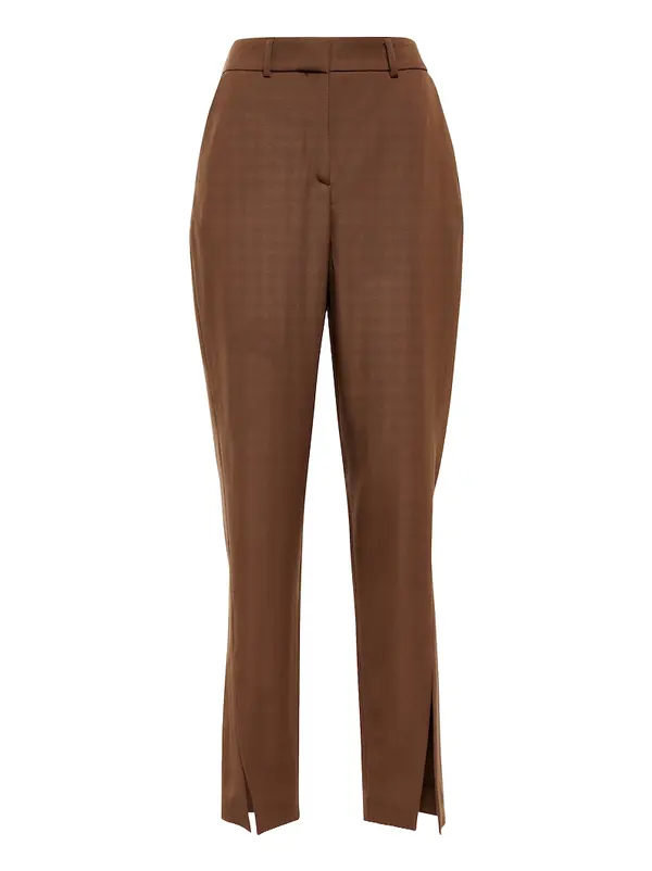 Balmain Tapered Wool Trousers - Brown