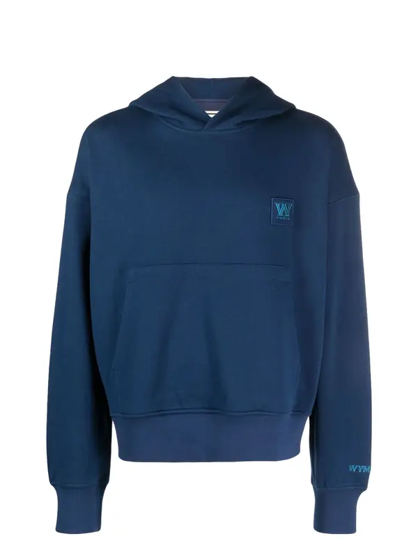 WOOYOUNGMI Cotton Jersey Embroidered Logo Hoodie - Blue