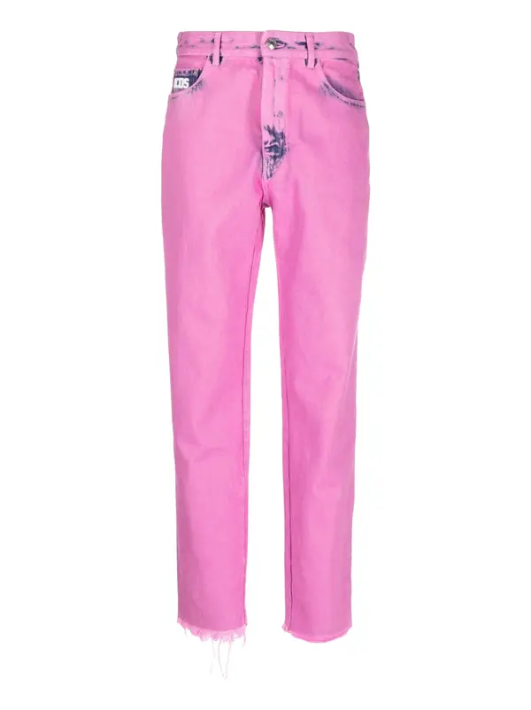Gcds Logo-embellished Straight Leg Jeans - Pink