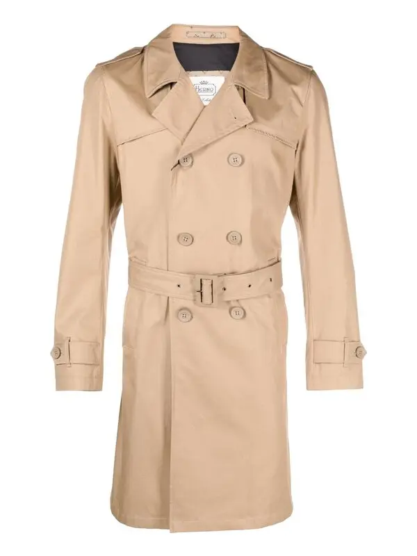 Herno Belted Cotton Trench Coat - Brown
