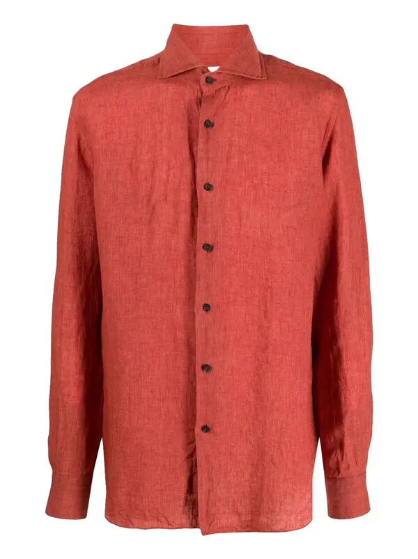 XACUS Long-sleeves Linen Shirt - Orange