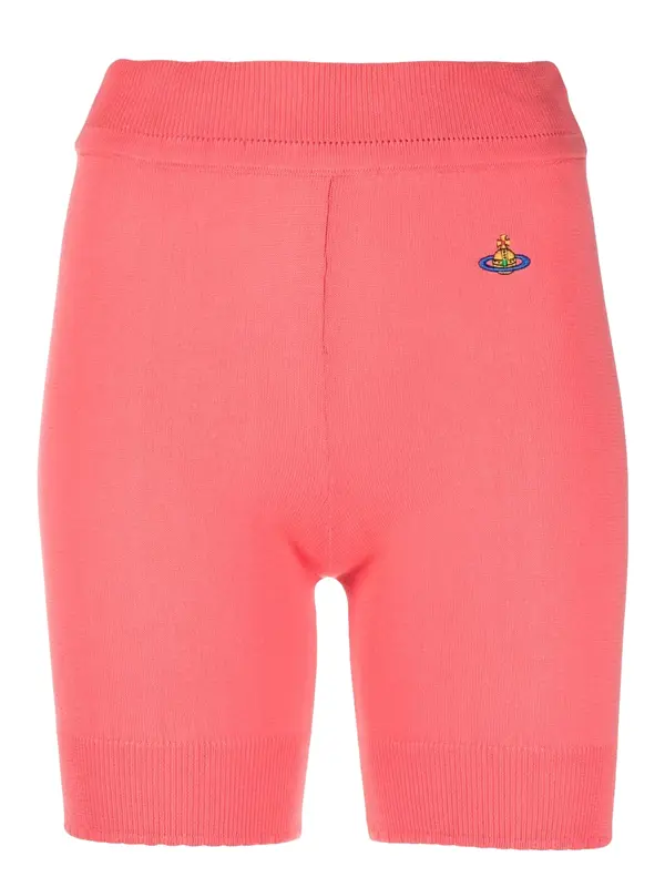 VIVIENNE WESTWOOD Embroidered-logo Ribbed-knit Shorts - Pink