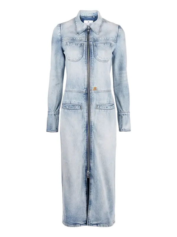 COURREGES Knee-length Denim Jacket - Blue