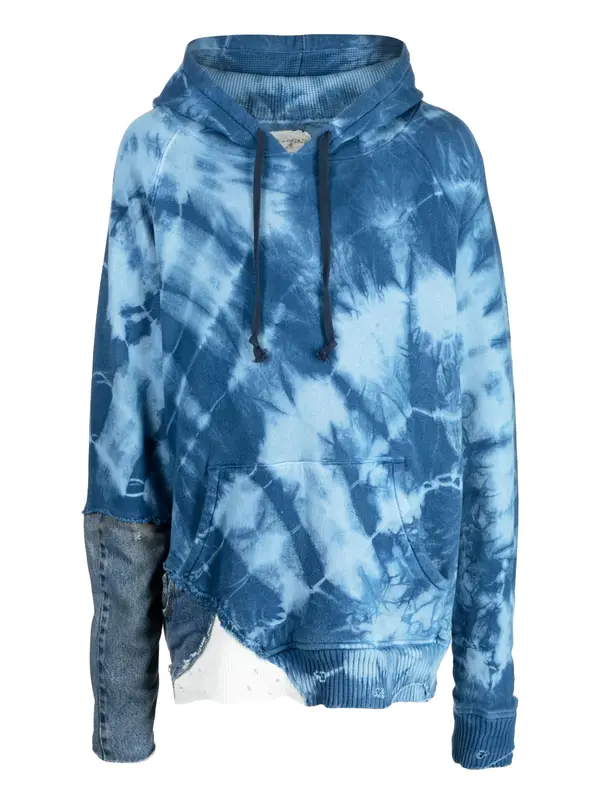 GREG LAUREN Tie-dye Cotton Hoodie - Blue