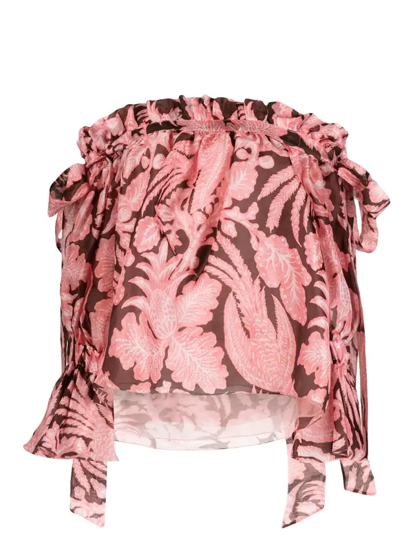 Biyan Ruffled Floral-print Silk Blouse - Pink