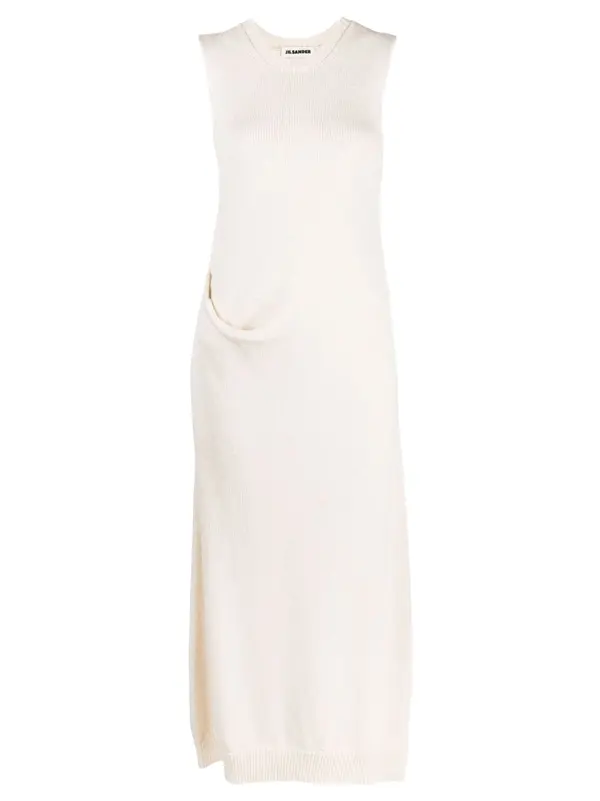 JIL SANDER Fine-knit Maxi Dress - Neutrals