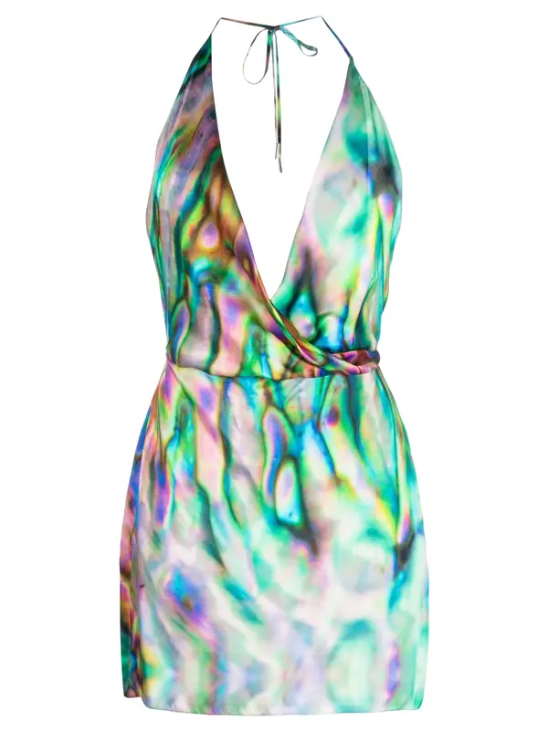 David Koma Abstract-print Halterneck Minidress - Purple
