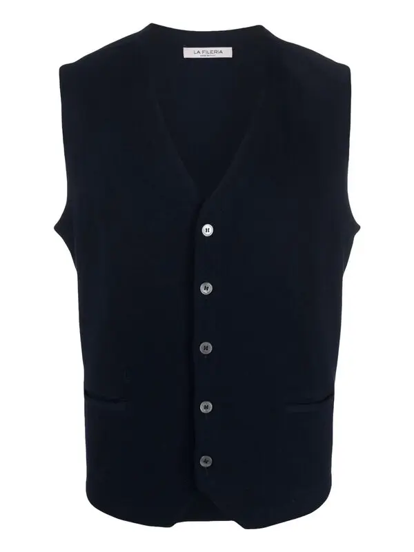 FILERIA Button-down Cotton Gilet - Blue