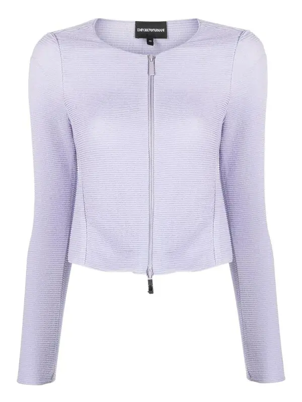 Emporio Armani Barré Jersey Zip-up Jacket - Purple