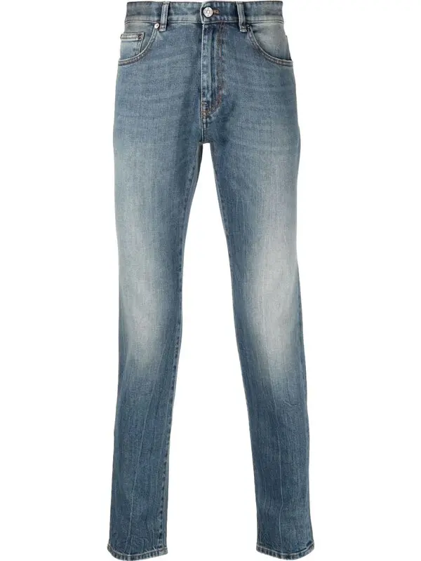PT TORINO Logo-patch Straight Leg Jeans - Blue