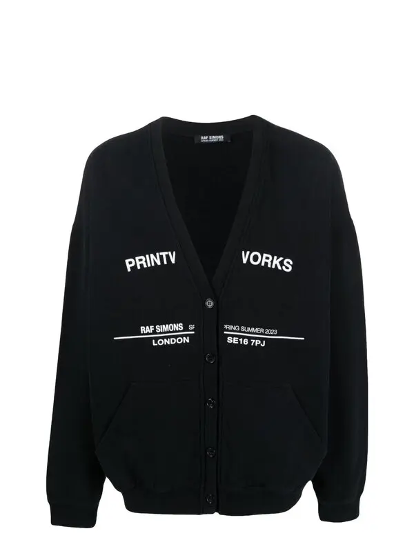 Raf Simons Tour-print Fleece Cardigan - Black