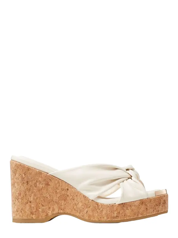 JIMMY CHOO 95mm Avenue Wedge Sandals - White