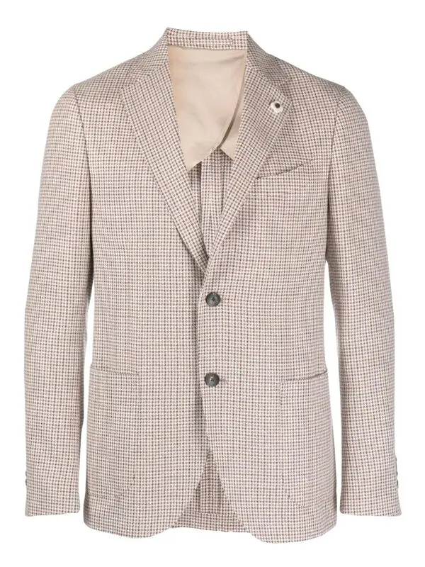 LARDINI Pota Houndstooth-pattern Blazer - Neutrals