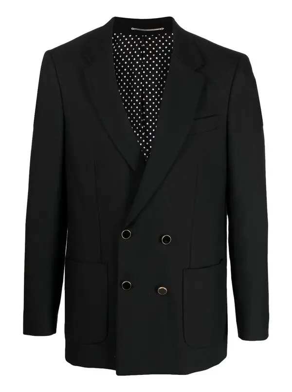 PT TORINO Double-breasted Wool Blazer - Black