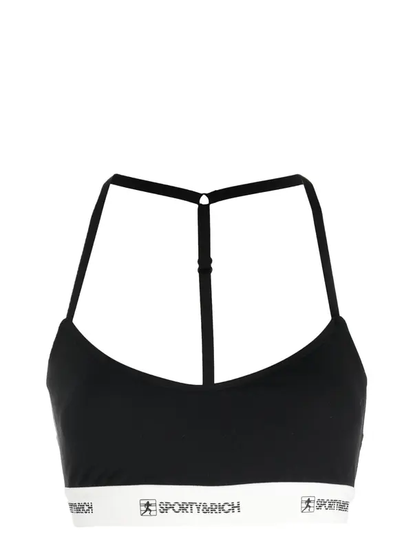SPORTY & RICH Logo-underband Crop Top - Black