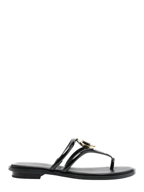 Michael Kors Logo-plaque Thong-strap Sandals - Black