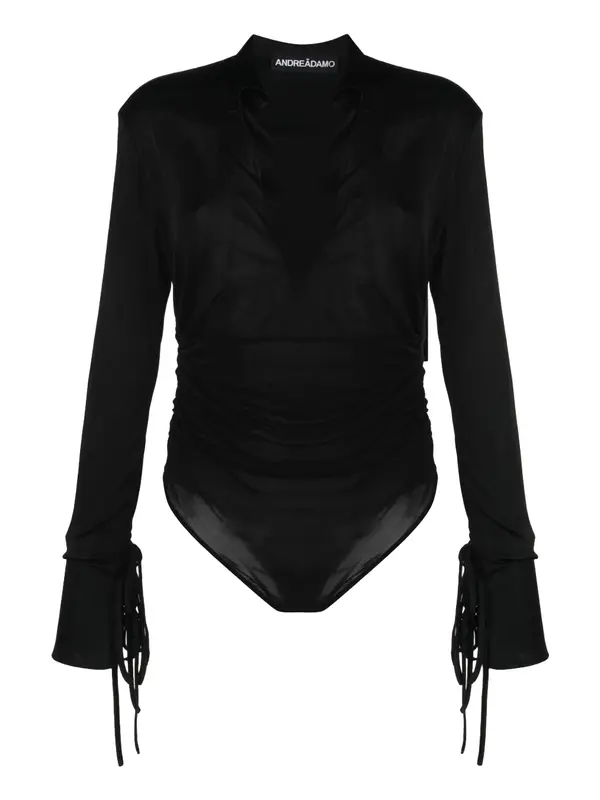 ANDREĀDAMO Semi-sheer Long-sleeved Body - Black