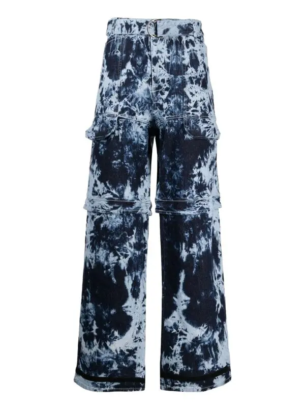 FERRARI Belted Tie-dye Jeans - Blue