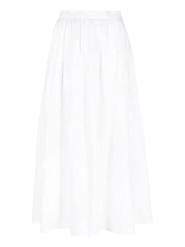 Polo Ralph Lauren Broderie-anglaise Linen Midi Skirt - White