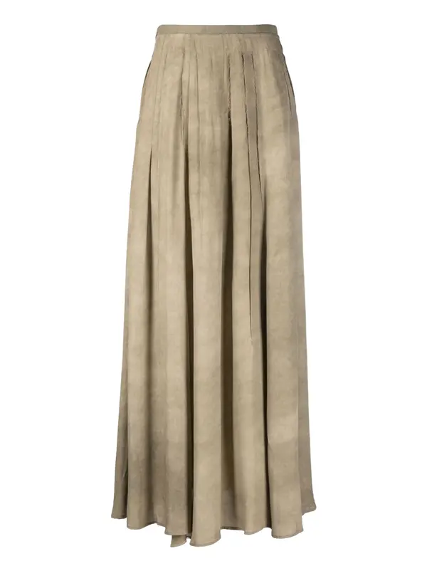 ZIGGY CHEN Distressed Pleated Maxi Skirt - Neutrals