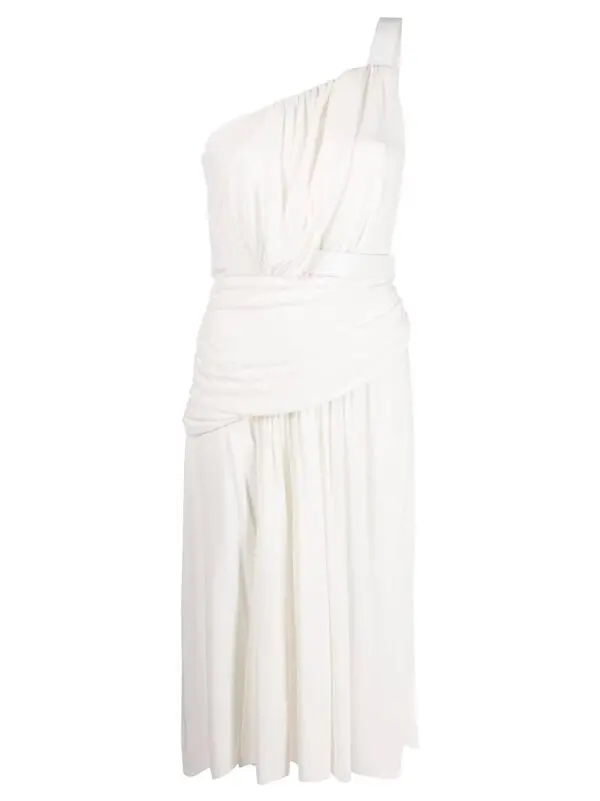 Alberta Ferretti One-shoulder Flared Midi Dress - White