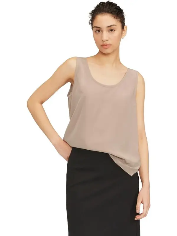 Everlane Washable Silk Scoop Tank - Burnt Sugar